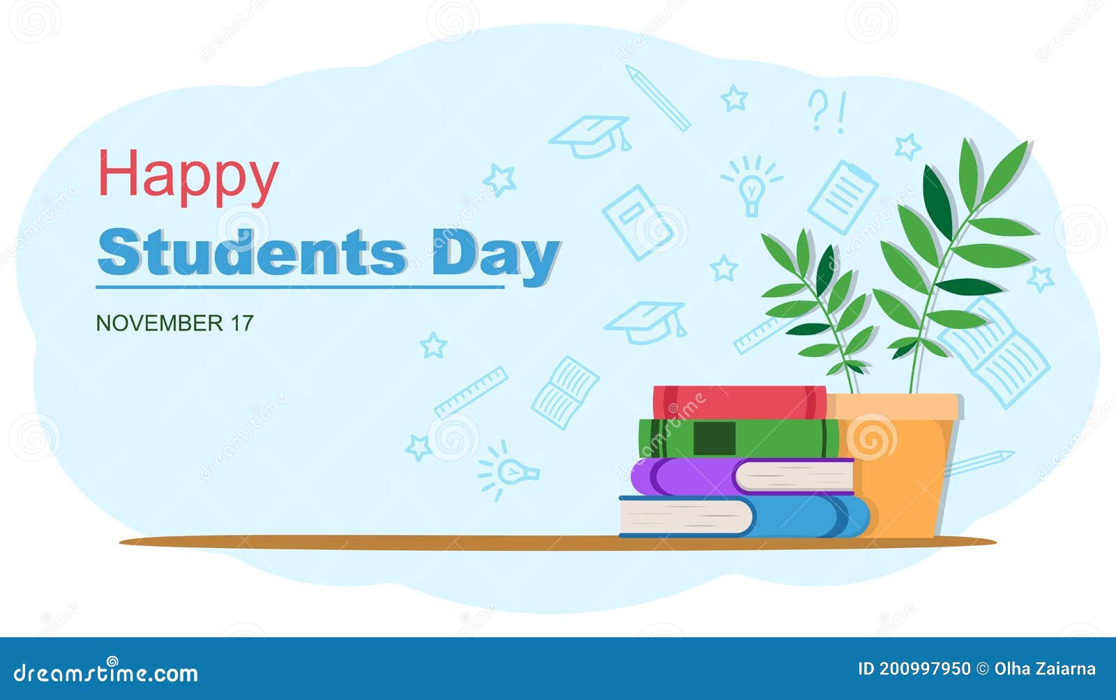 Happy Students Day Banner. Stack of Books Isolated Vector Illustration ...