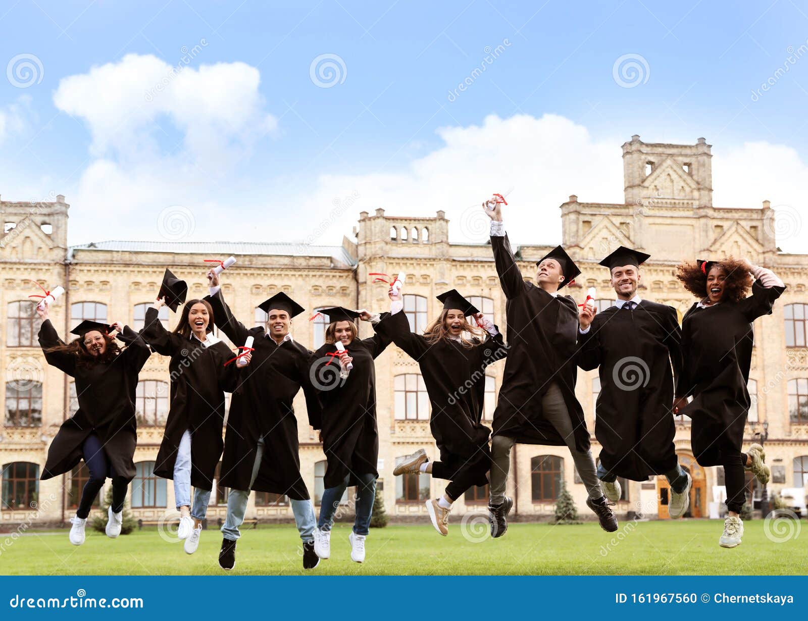 Happy Students with Diplomas. Graduation Ceremony Stock Photo - Image ...