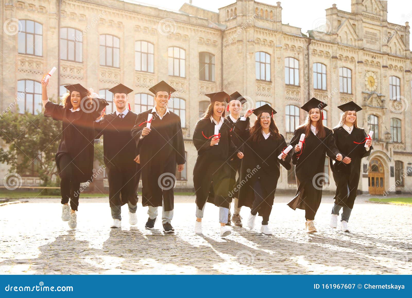 Happy Students with Diplomas. Graduation Ceremony Stock Image - Image ...