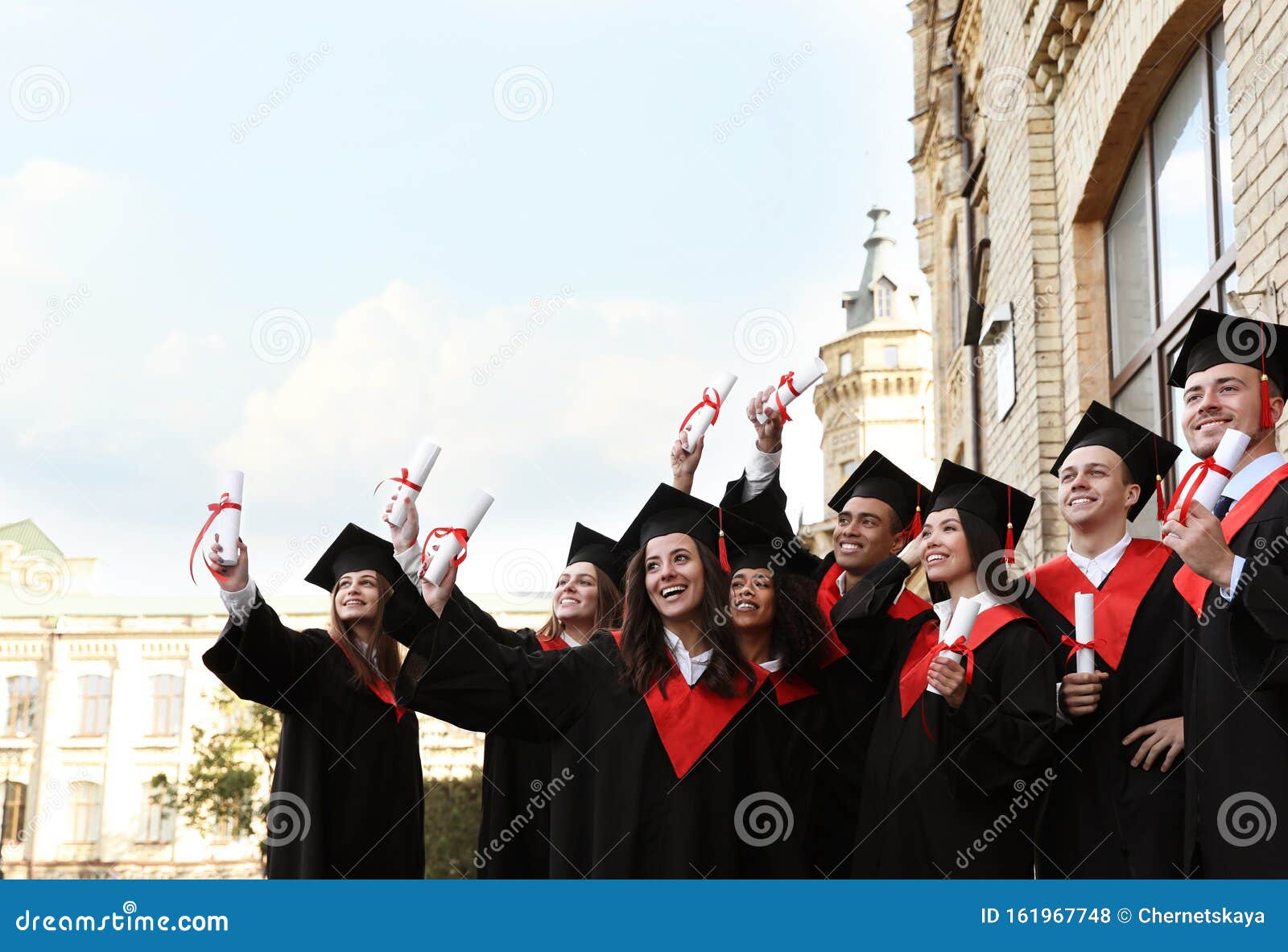 Happy Students with Diplomas. Graduation Ceremony Stock Photo - Image ...
