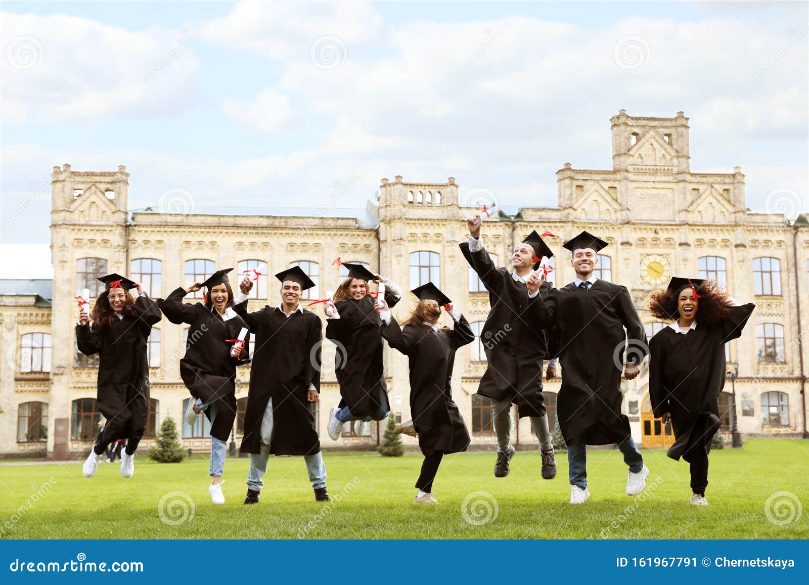 Happy Students with Diplomas. Graduation Ceremony Stock Image - Image ...