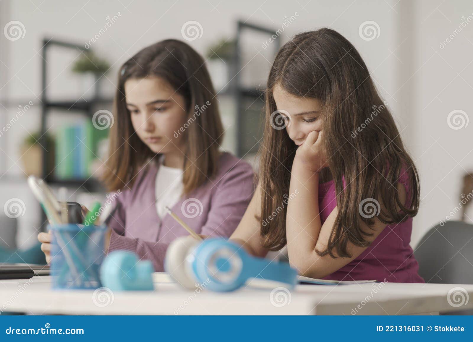 Happy Students Doing Homework Together Stock Image - Image of homework ...