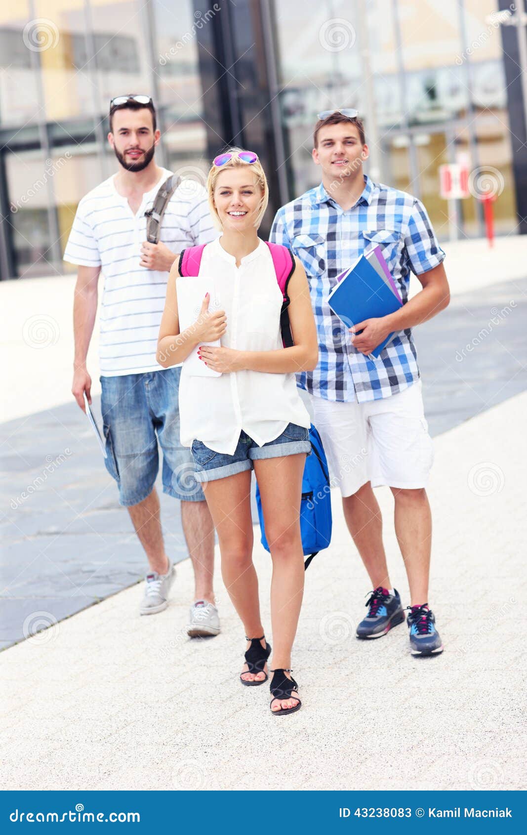 Happy Students Hanging Out in the Campus Stock Image - Image of ...
