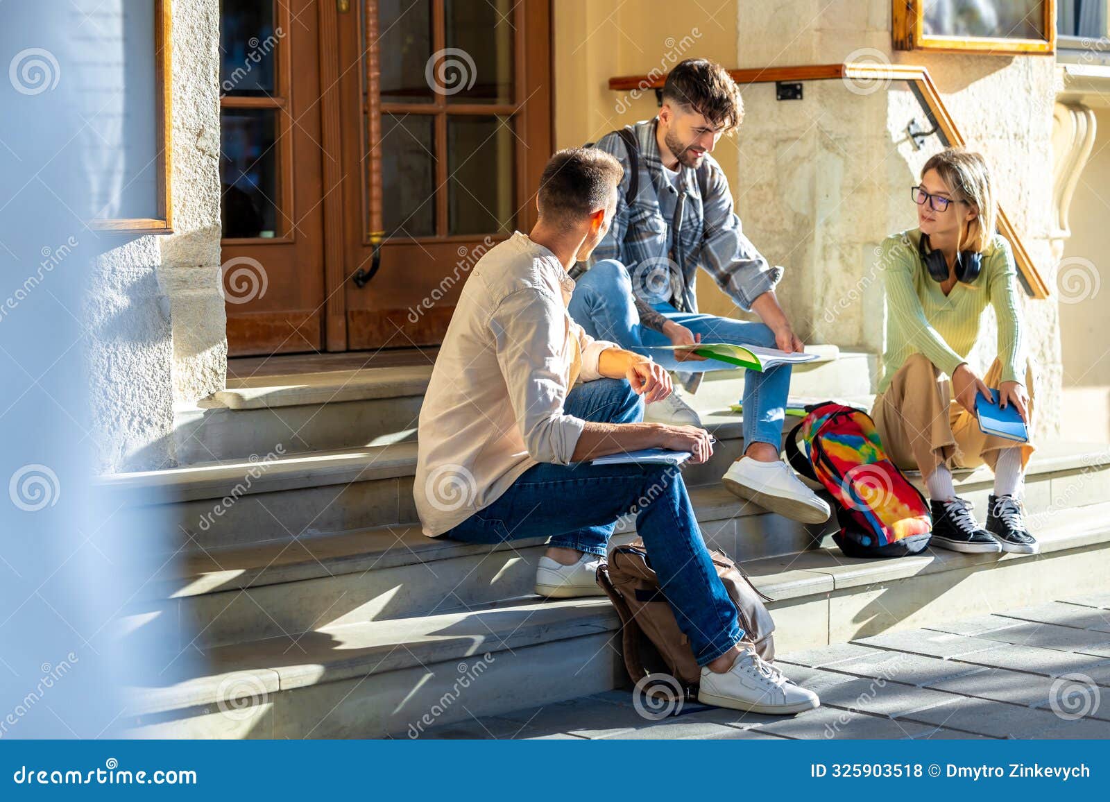 Happy Students Have Academic Discussions during Break in the University ...