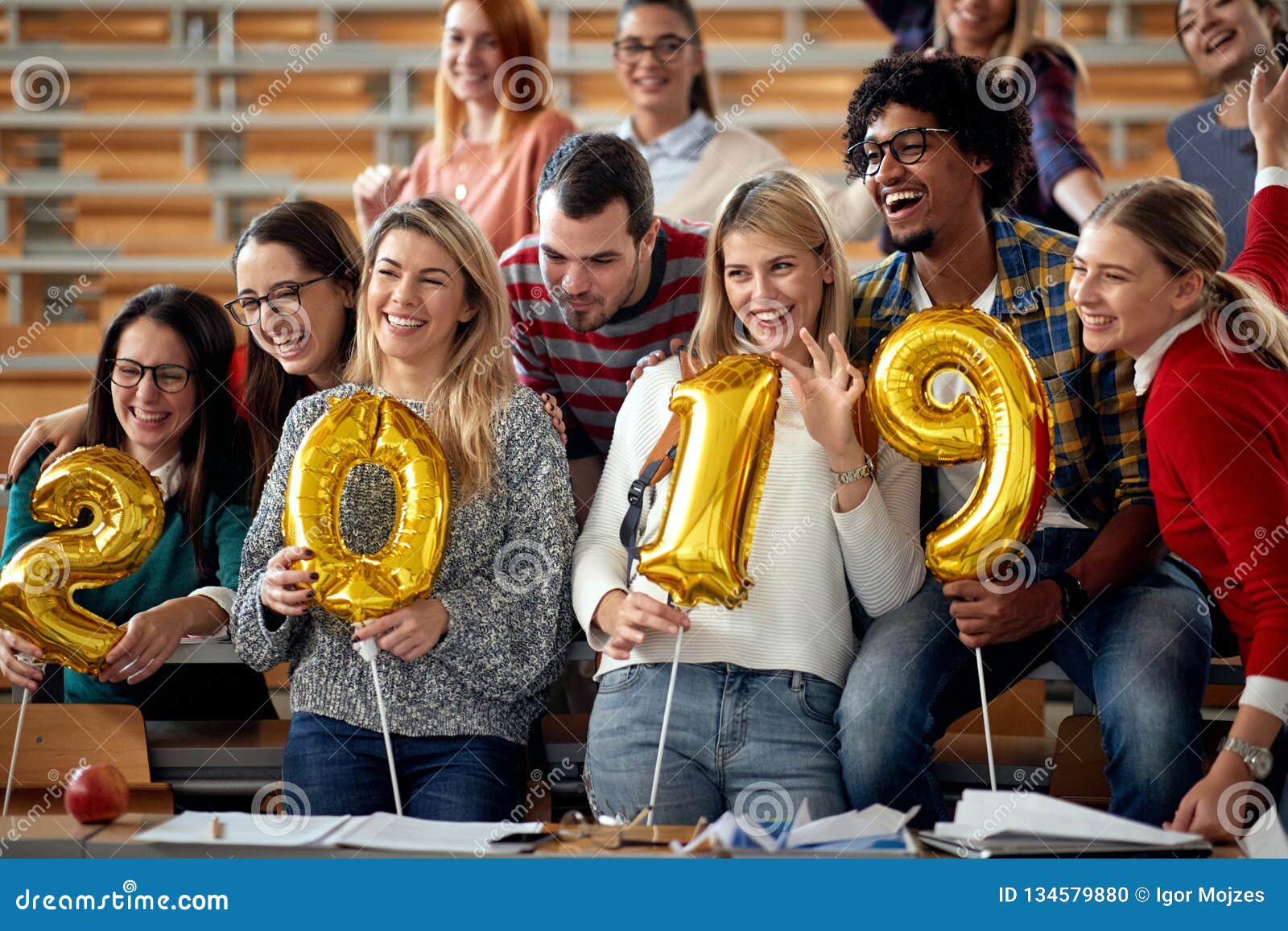 Happy Students Having Party on University Stock Photo - Image of ...