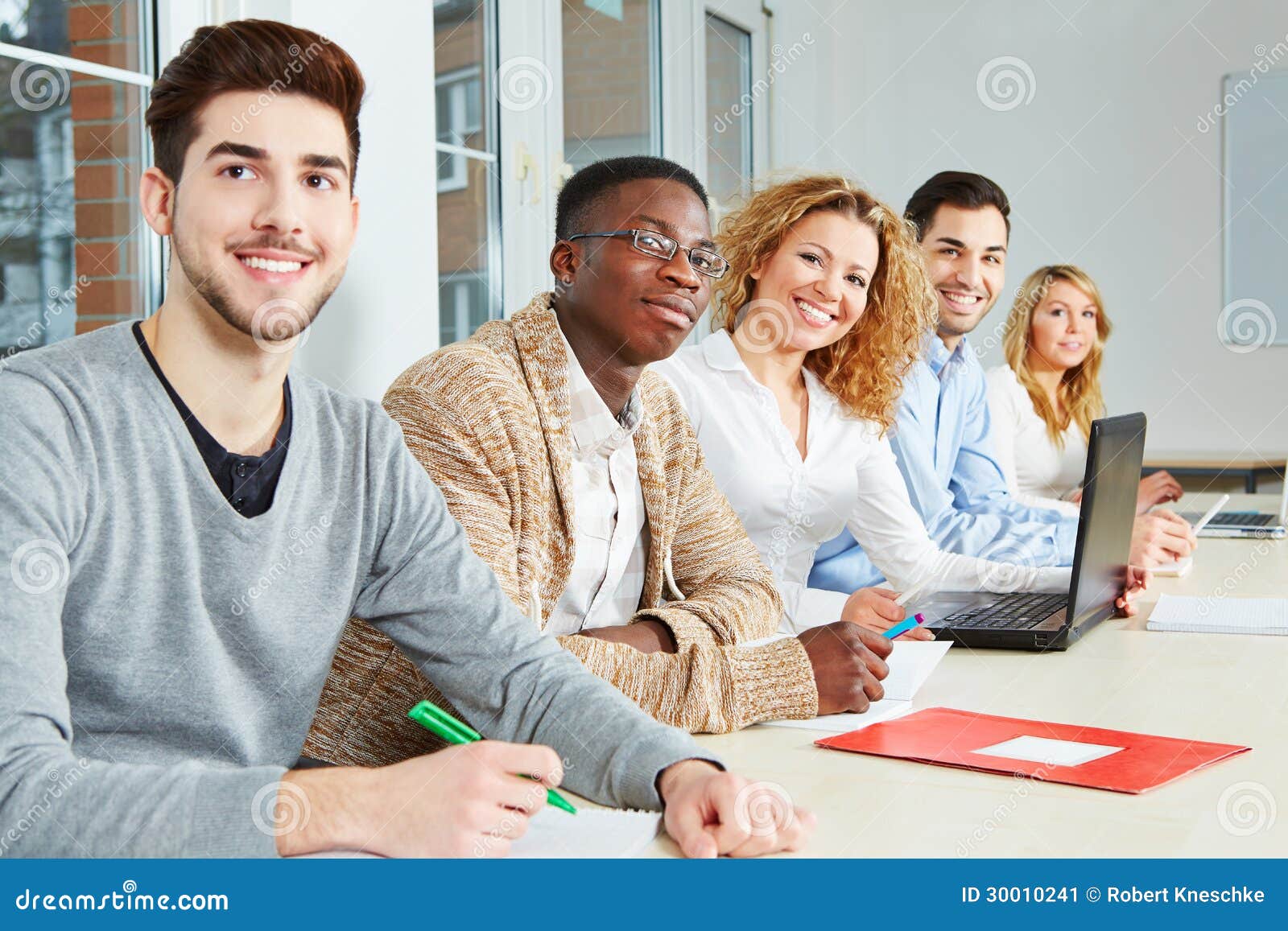 Happy students in class stock image. Image of college - 30010241