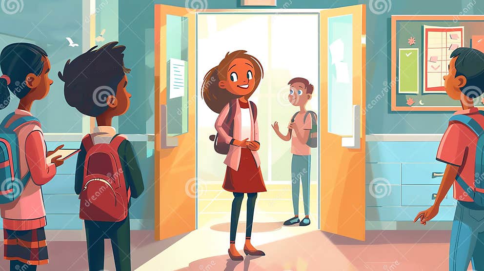 Happy Students Returning To School after Summer Break Stock ...