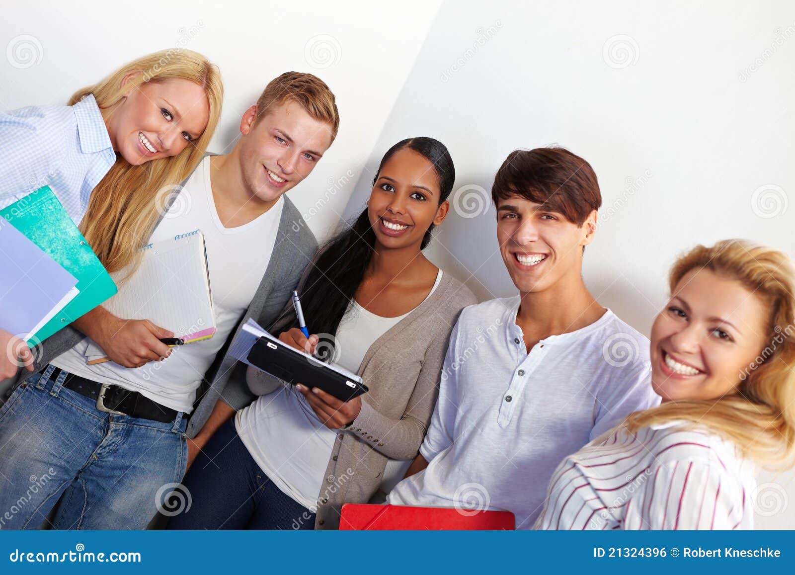 Happy students in school stock photo. Image of group - 21324396
