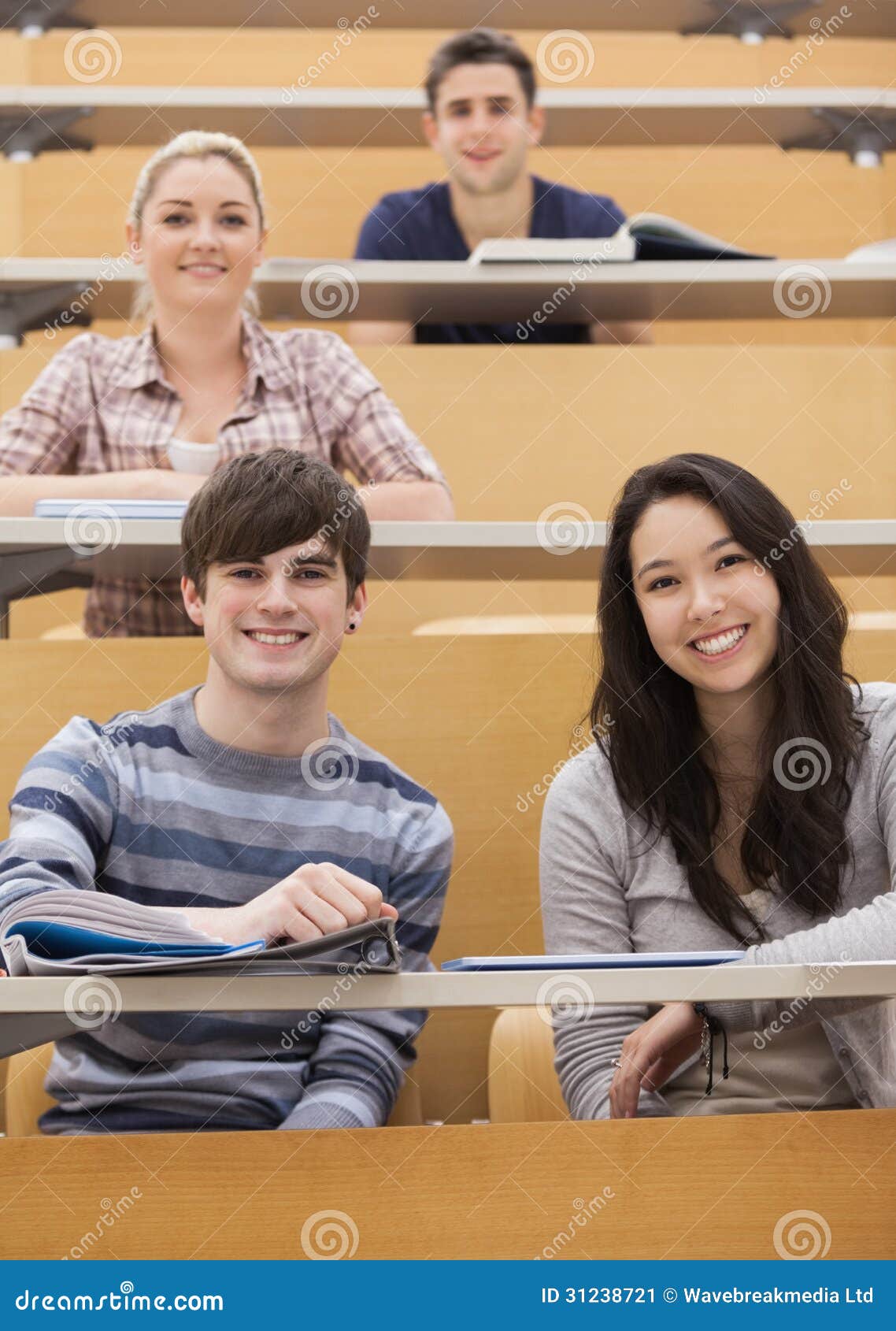 Happy Students Sitting in a Lecture Hall Stock Image - Image of ...