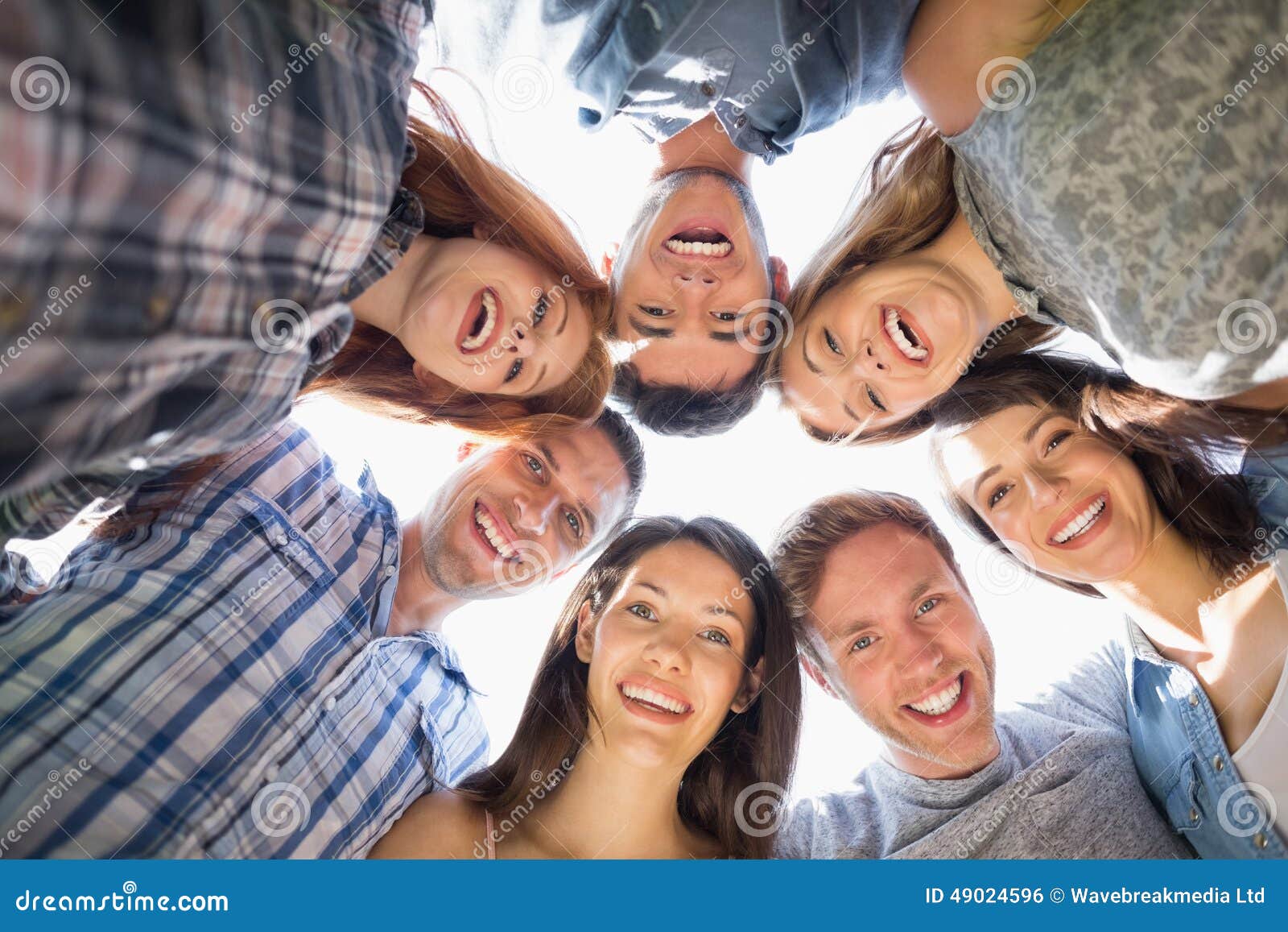 Happy Students Smiling at Camera in a Circle Stock Photo - Image of ...