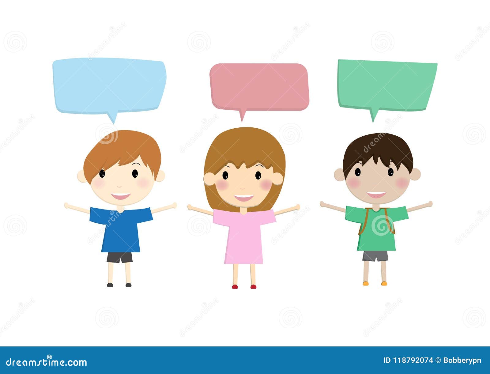 Happy Students are Talking with Speech Bubble.Vector Illustratio Stock ...