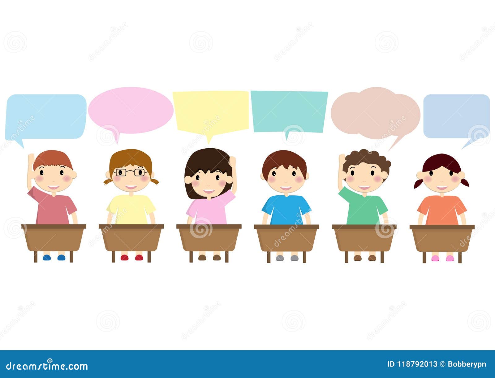 Happy Students are Talking with Speech Bubble.Vector Illustratio Stock ...