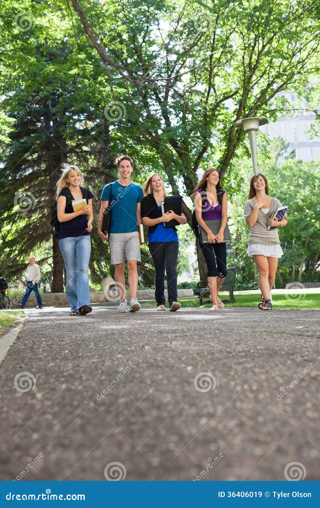 Happy Students Walking on Campus Stock Image - Image of outdoor ...