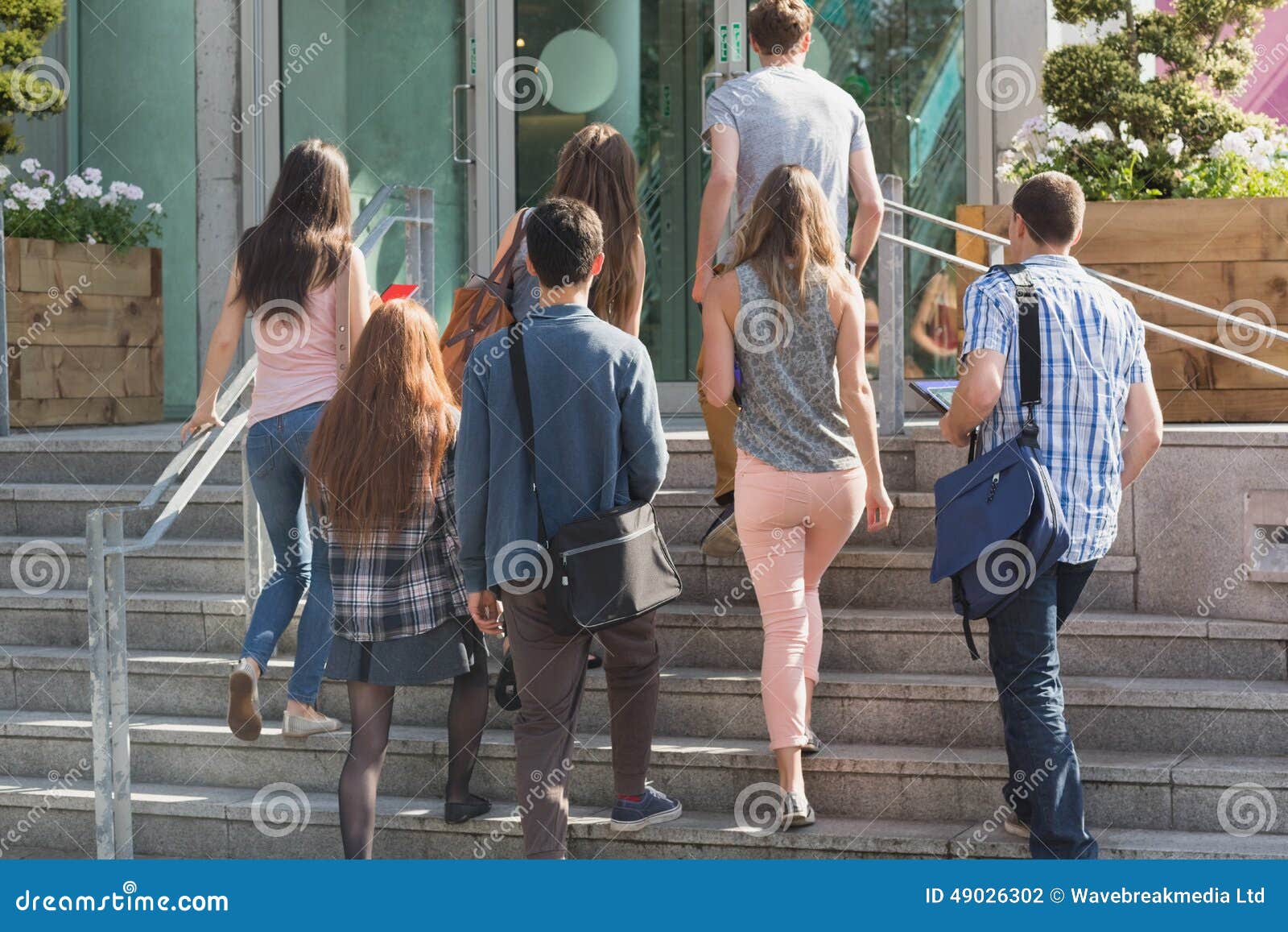 Happy Students Walking and Chatting Outside Stock Photo - Image of ...