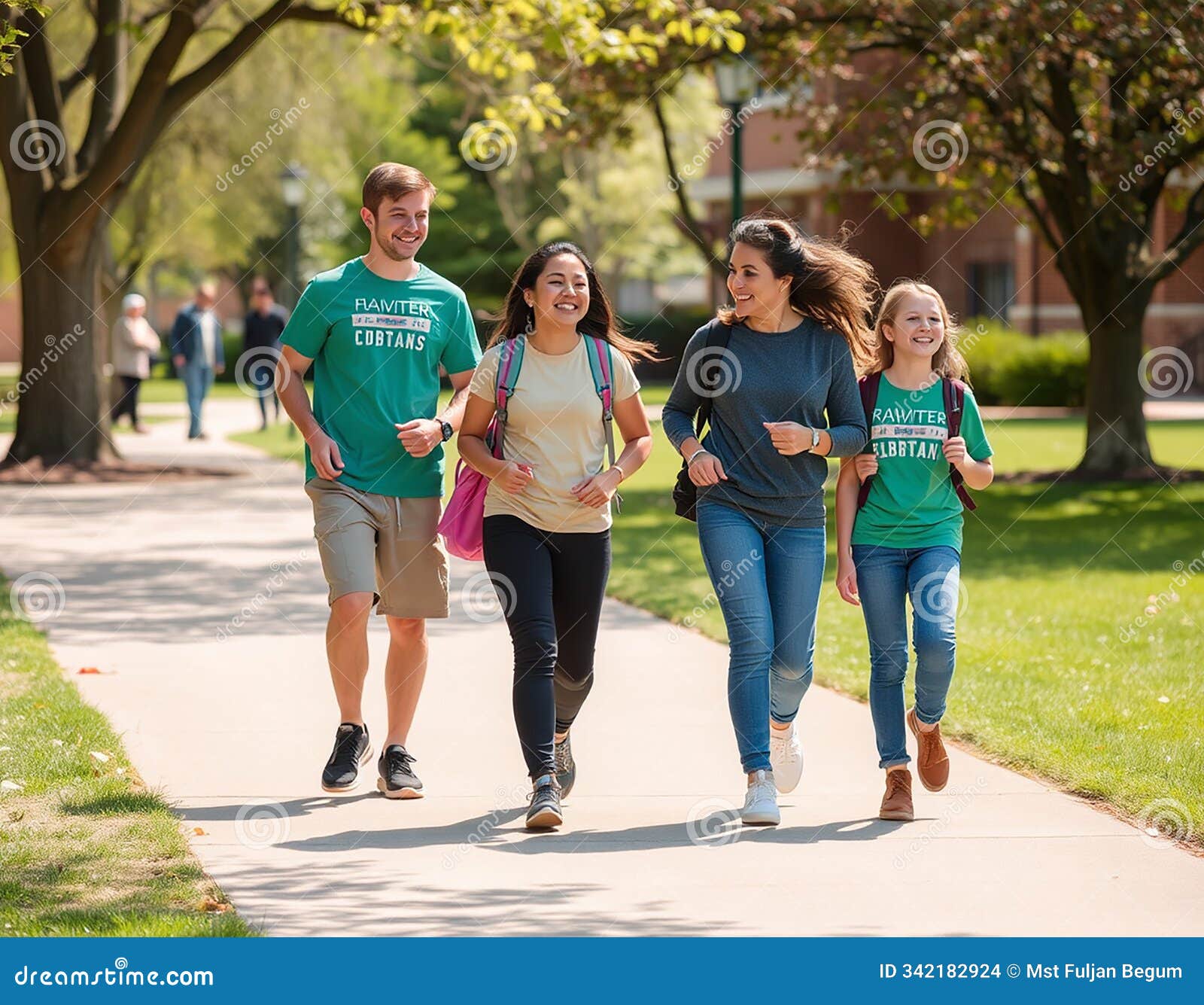Happy Students Walking Together Outdoors, Embracing Friendship and Joy ... Happy Students Walking Together Outdoors, Embracing Friendship and Joy ...