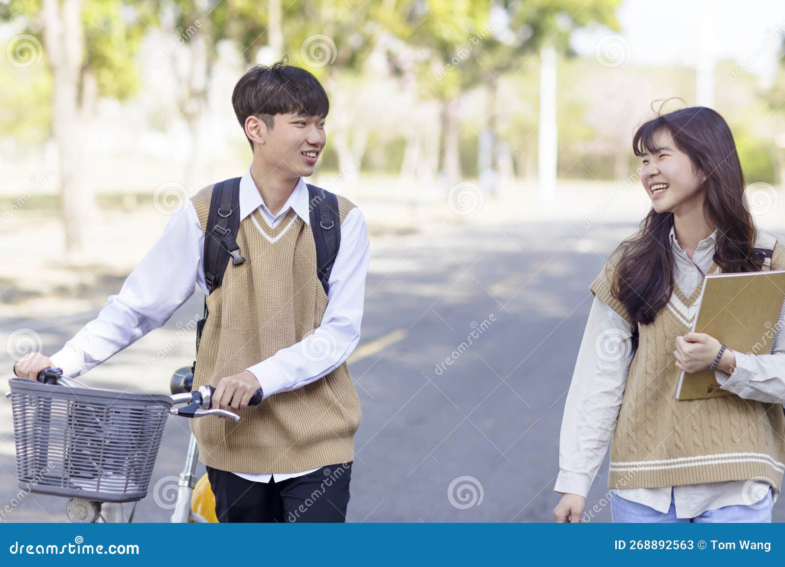 Happy Students Walking Together in the Park Stock Image - Image of ...