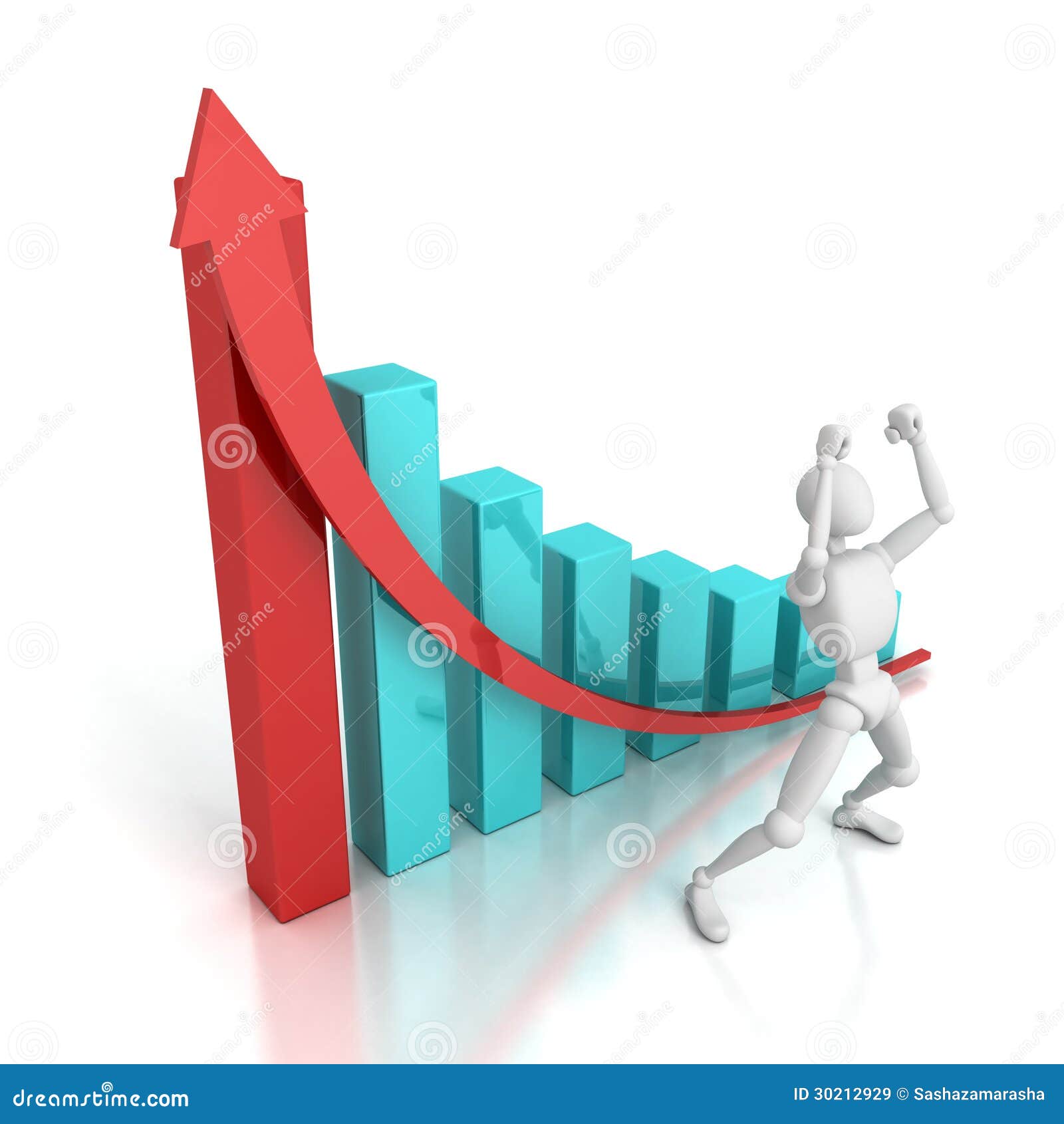 Happy Success 3d Man with Financial Growing Bar Graph Stock ...