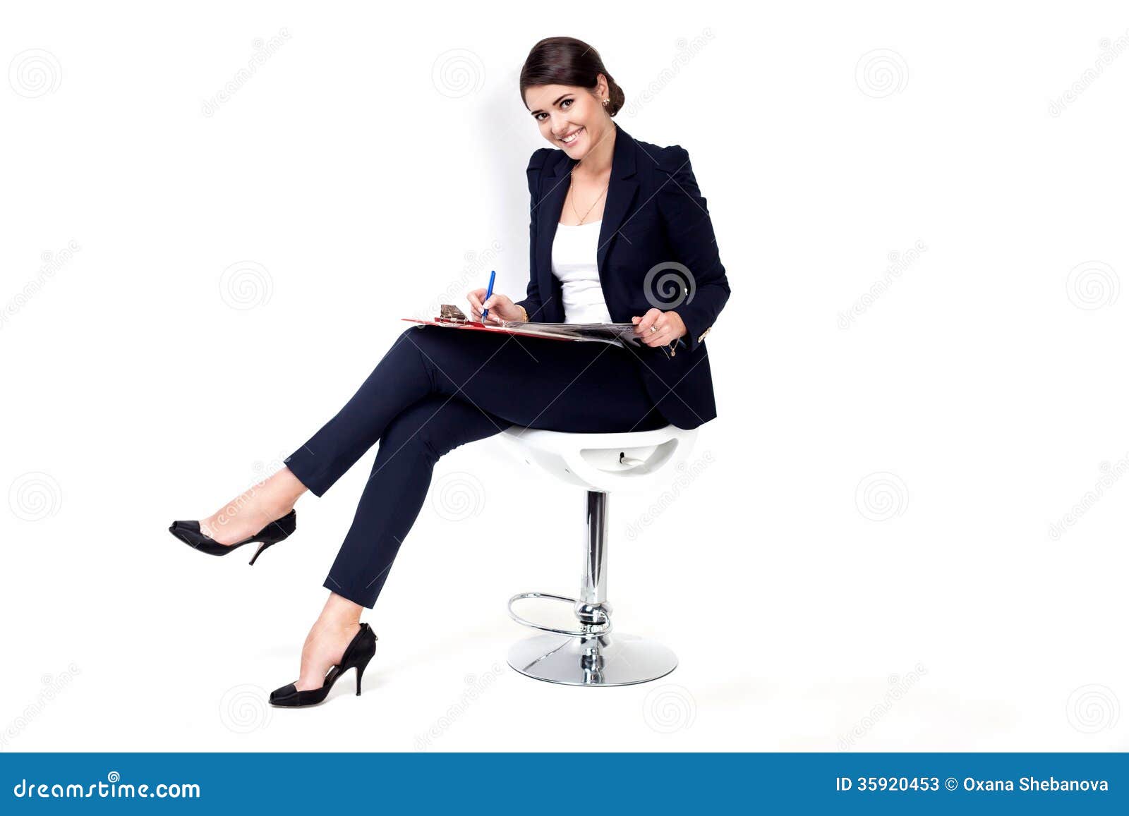 Happy Successful Business Woman in Office Chair on White Background ... Happy Successful Business Woman in Office Chair on White Background ...
