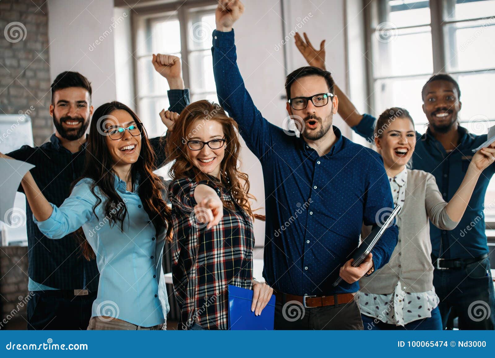 Happy Successful Company Staff in Office Stock Photo - Image of modern ...