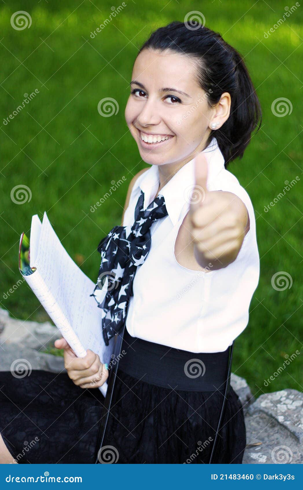 Happy Successful Student Showing Ok Sign Stock Photo - Image of sweet ...
