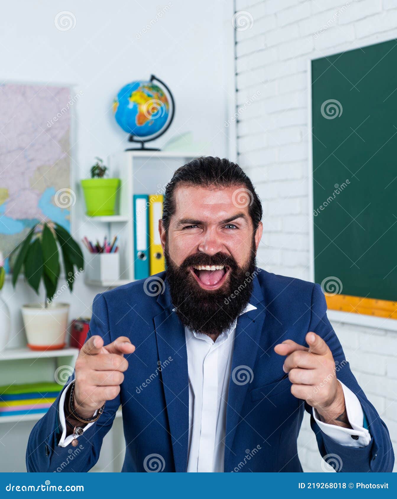 Happy and Successful Teacher Man in Classroom, School Education Stock ...