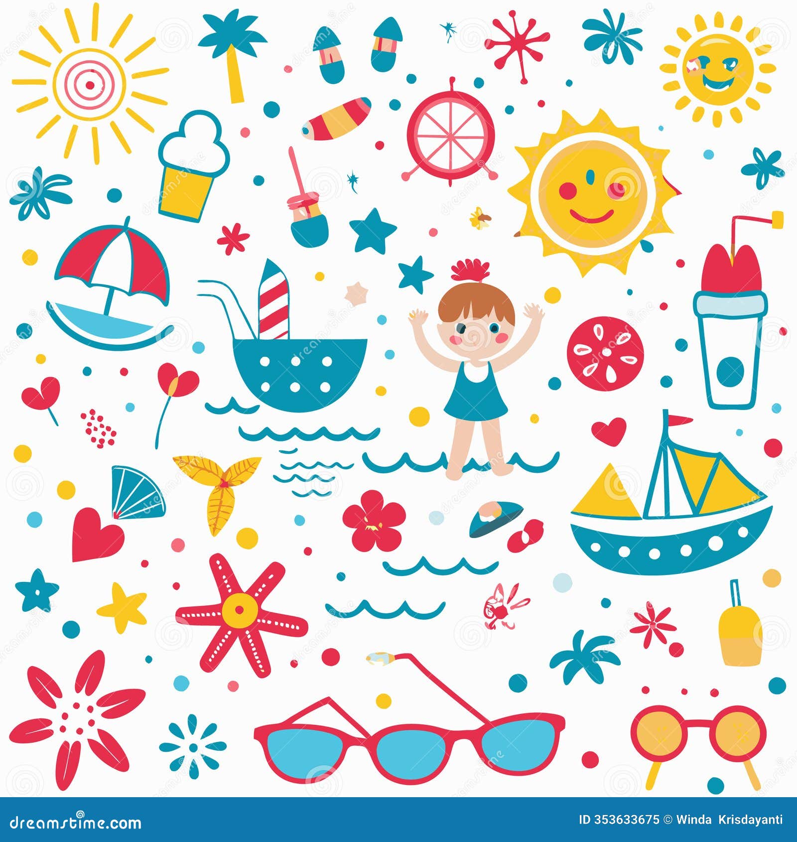 Summer Day, Child's Drawing Stock Image | CartoonDealer.com #4991179