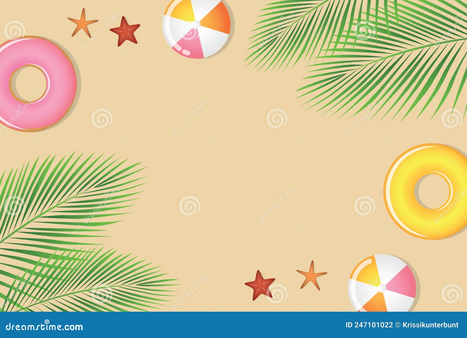 Happy Summer Holiday Border Design Sandy Beach Stock Vector ...