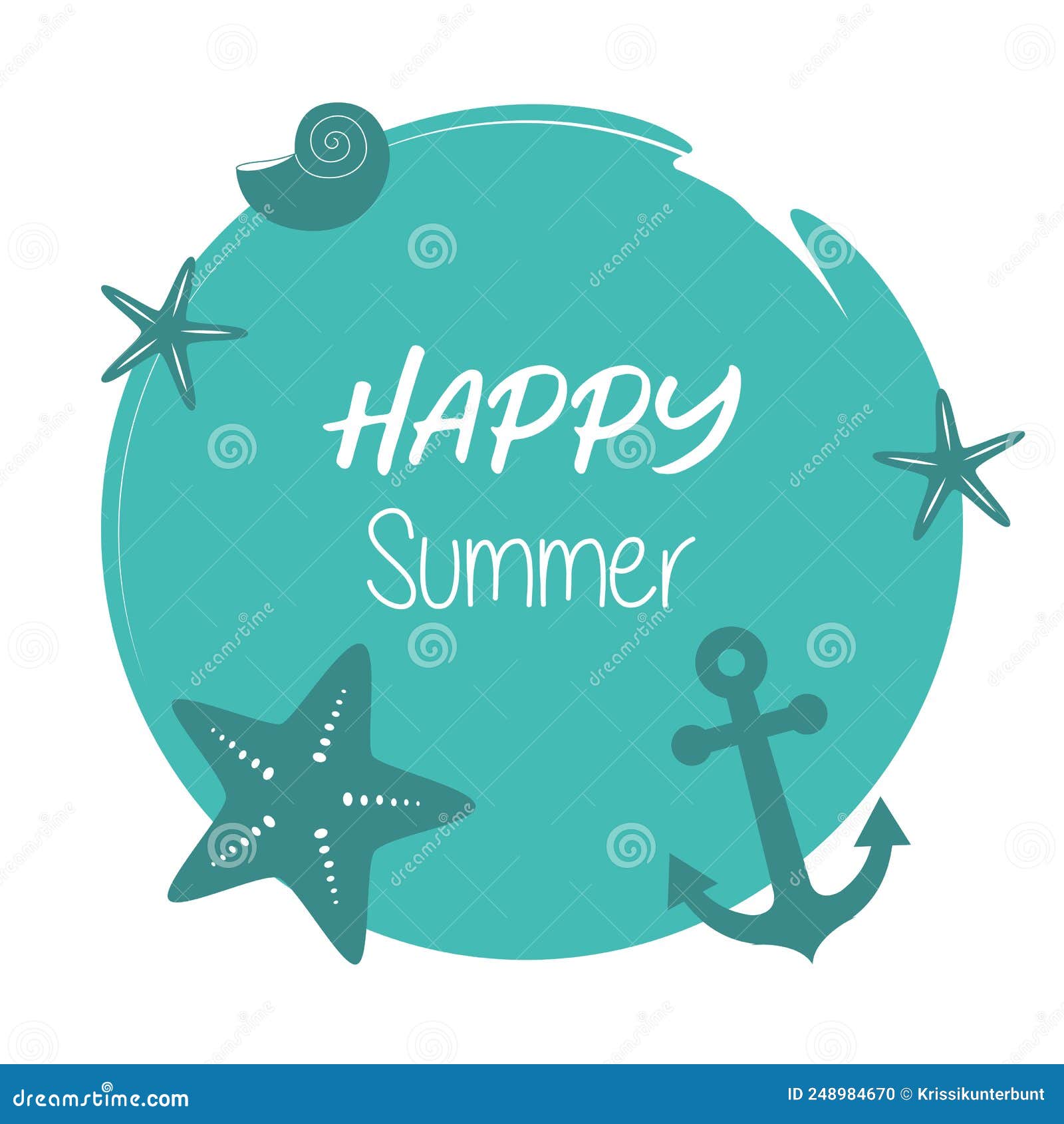 Happy Summer Holiday Design with with Shell and Anchor Stock Vector ...