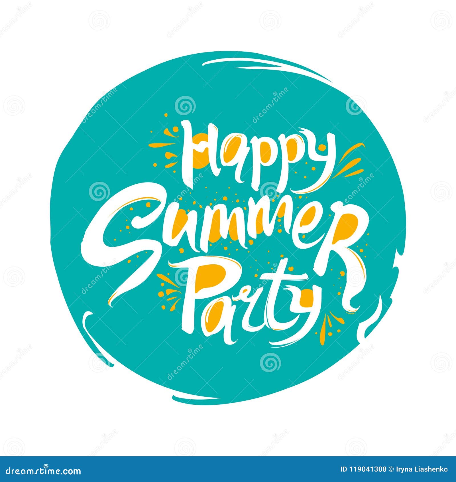 Happy Summer Party. Turquoise Round Template for Design. Stock ...