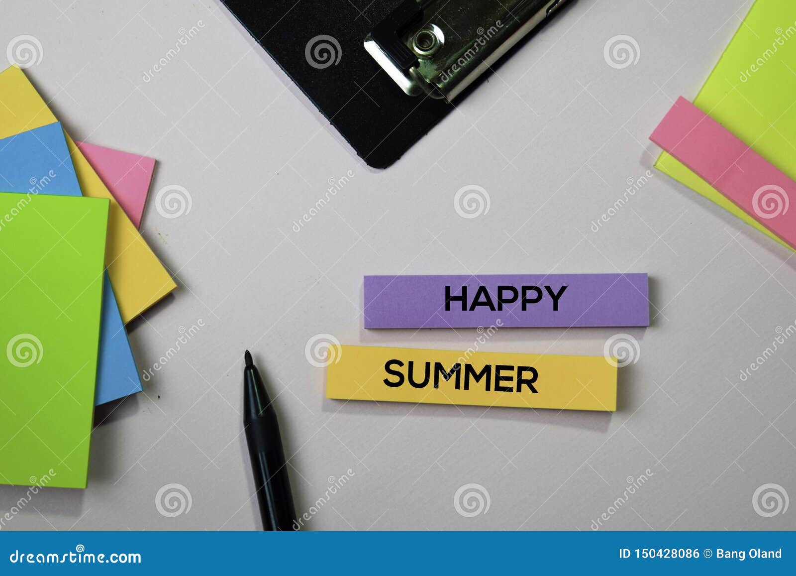 Happy Summer Text on Sticky Notes with Office Desk Concept Stock Photo ...