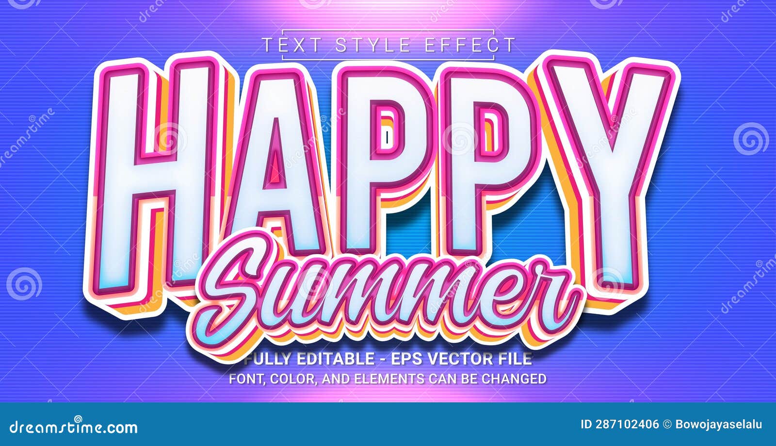 Happy Summer Text Style Effect. Editable Graphic Text Template Stock ...
