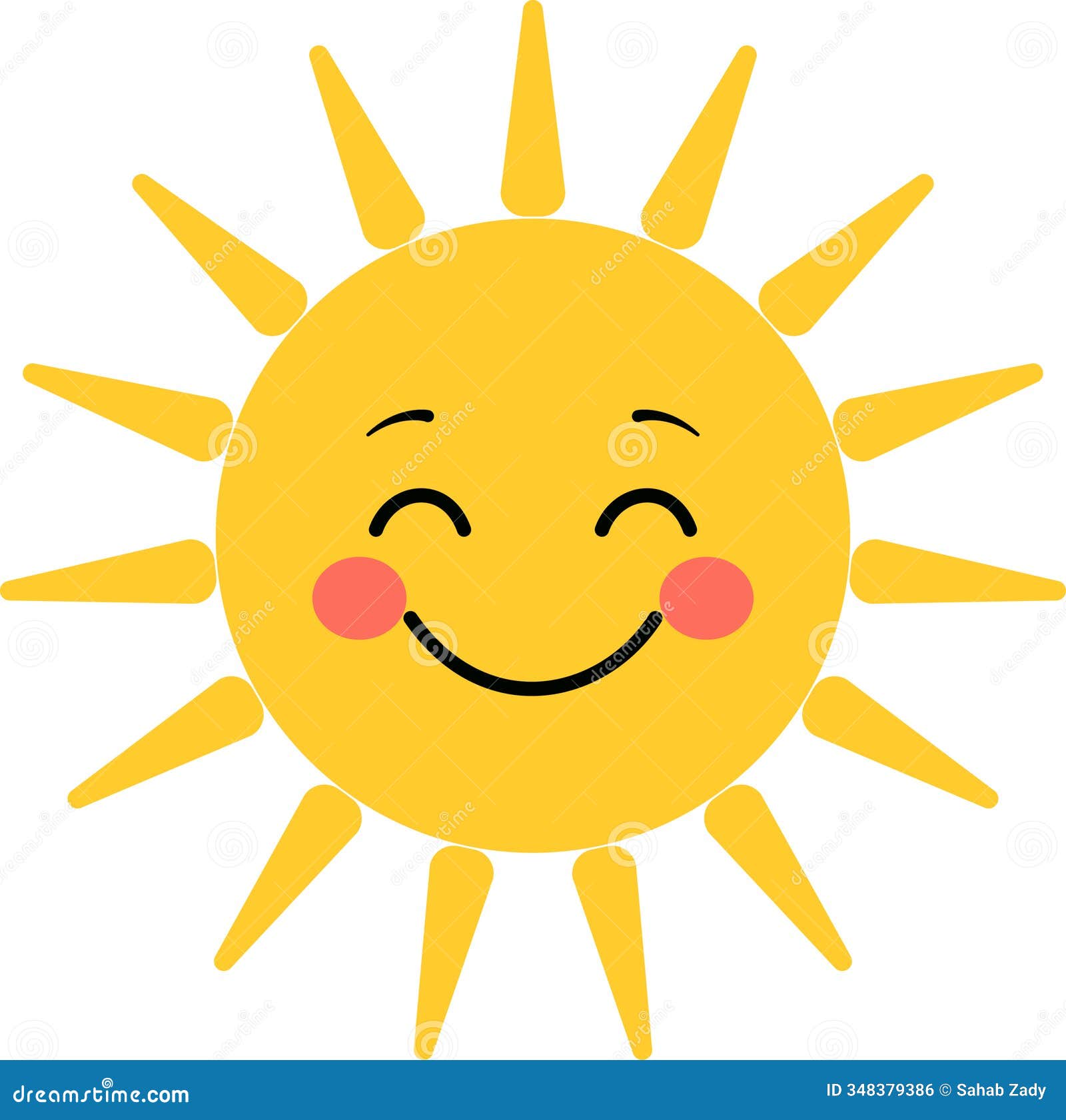 Bright and Cheerful Flat Vector Illustration of a Smiling Sun with ...