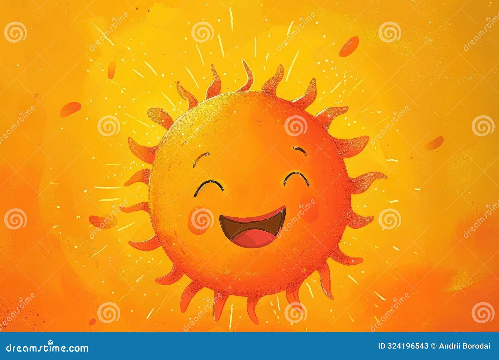 Happy Sun with Beaming Rays of Positivity. Stock Illustration ...