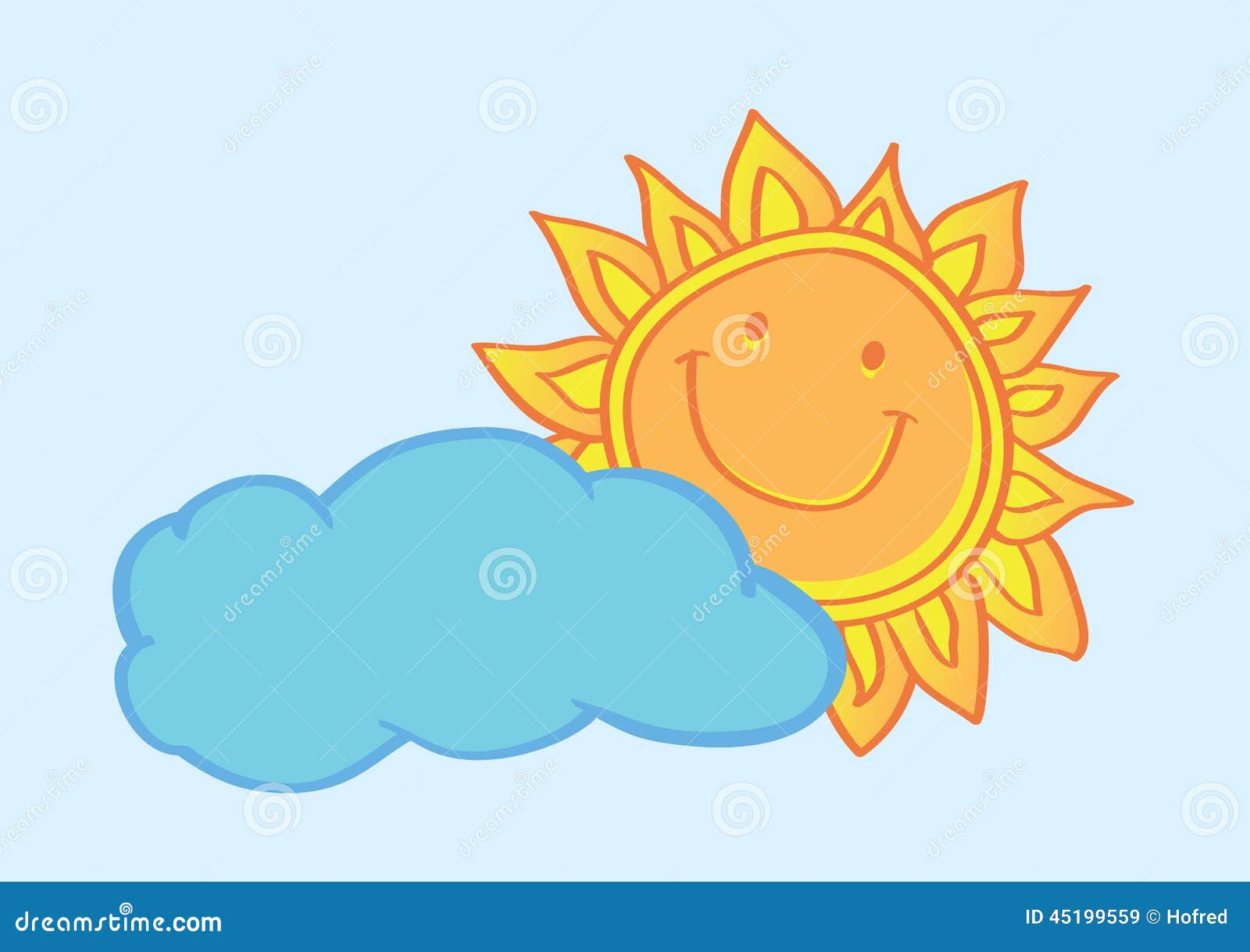 Happy Sun Behind Cloud Cartoon Vector Illustration Stock Vector ...
