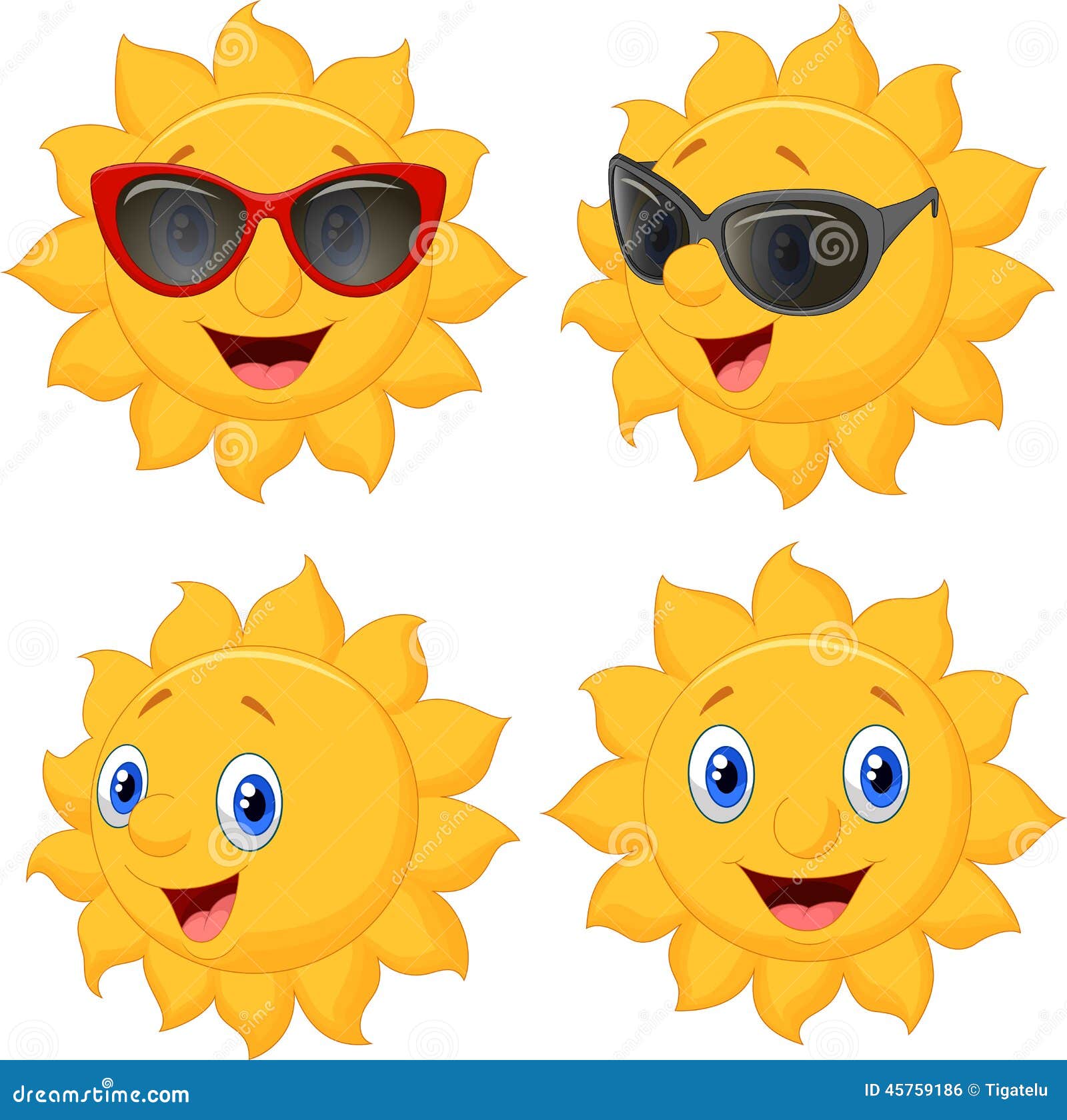 Happy Sun Cartoon Character Stock Vector - Illustration of face, summer ...