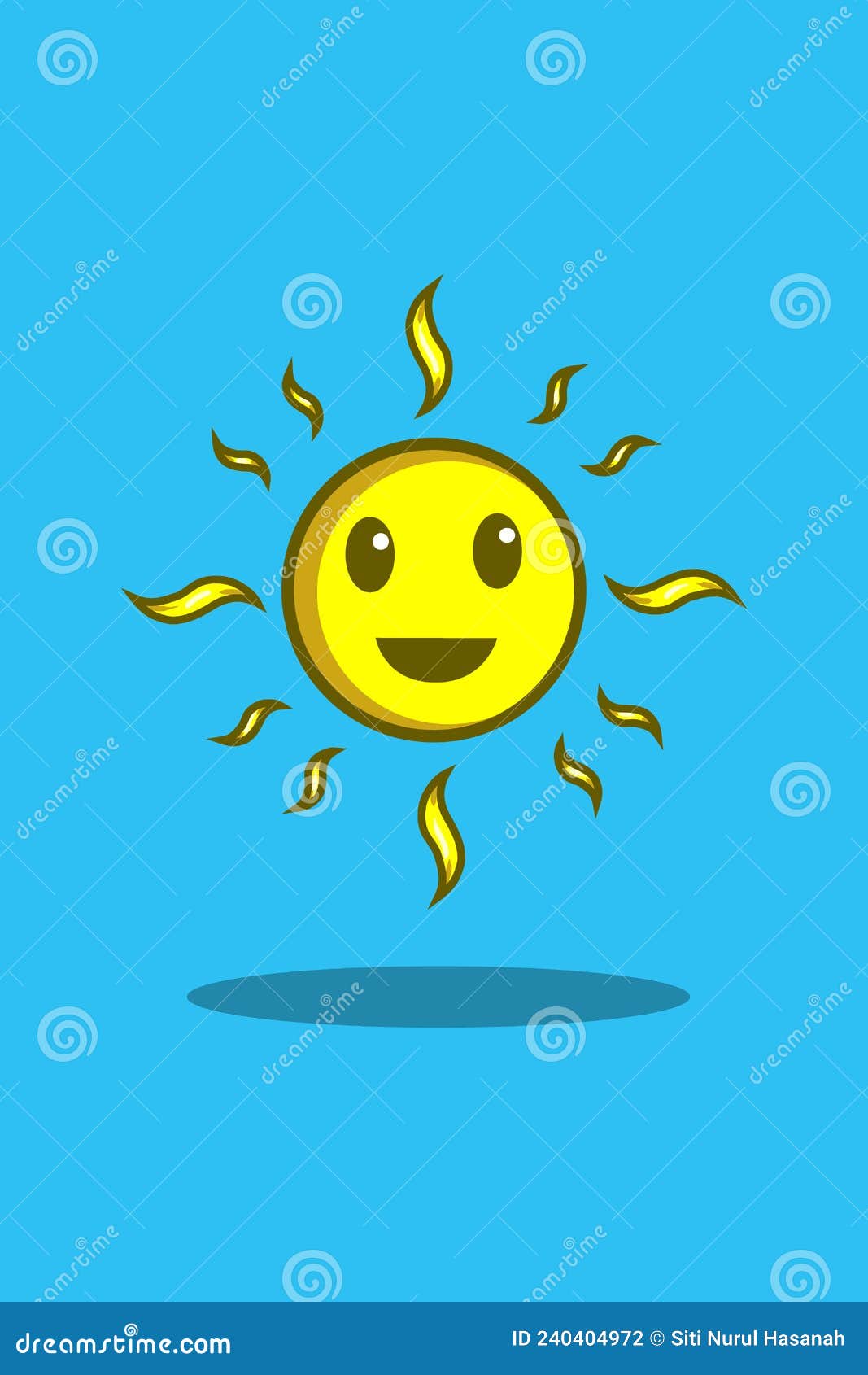 Cheerful Sun on Midday Cartoon Illustration Stock Vector - Illustration ...