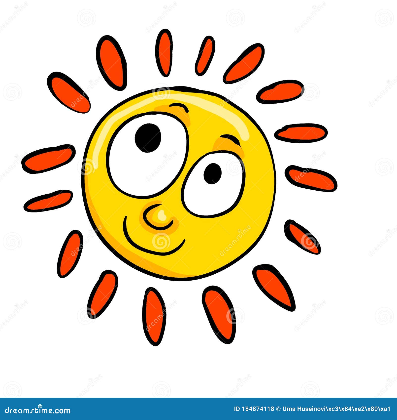 A Very Funny Cartoon Happy Sun Stock Illustration - Illustration of ...