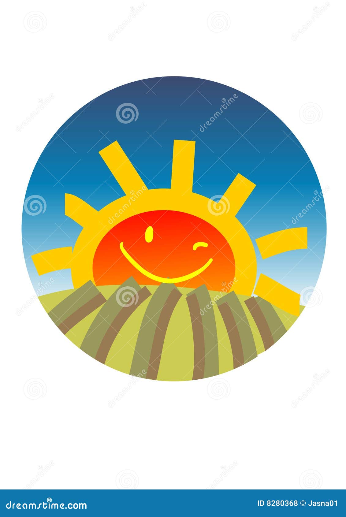 Happy sun rising stock illustration. Illustration of happy - 8280368