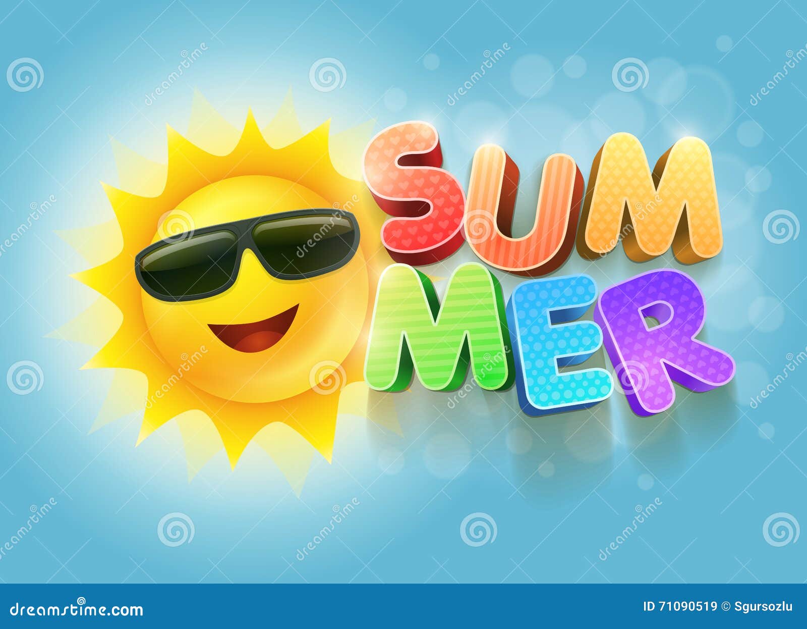Happy Sun Summer Poster stock vector. Image of colorful - 71090519