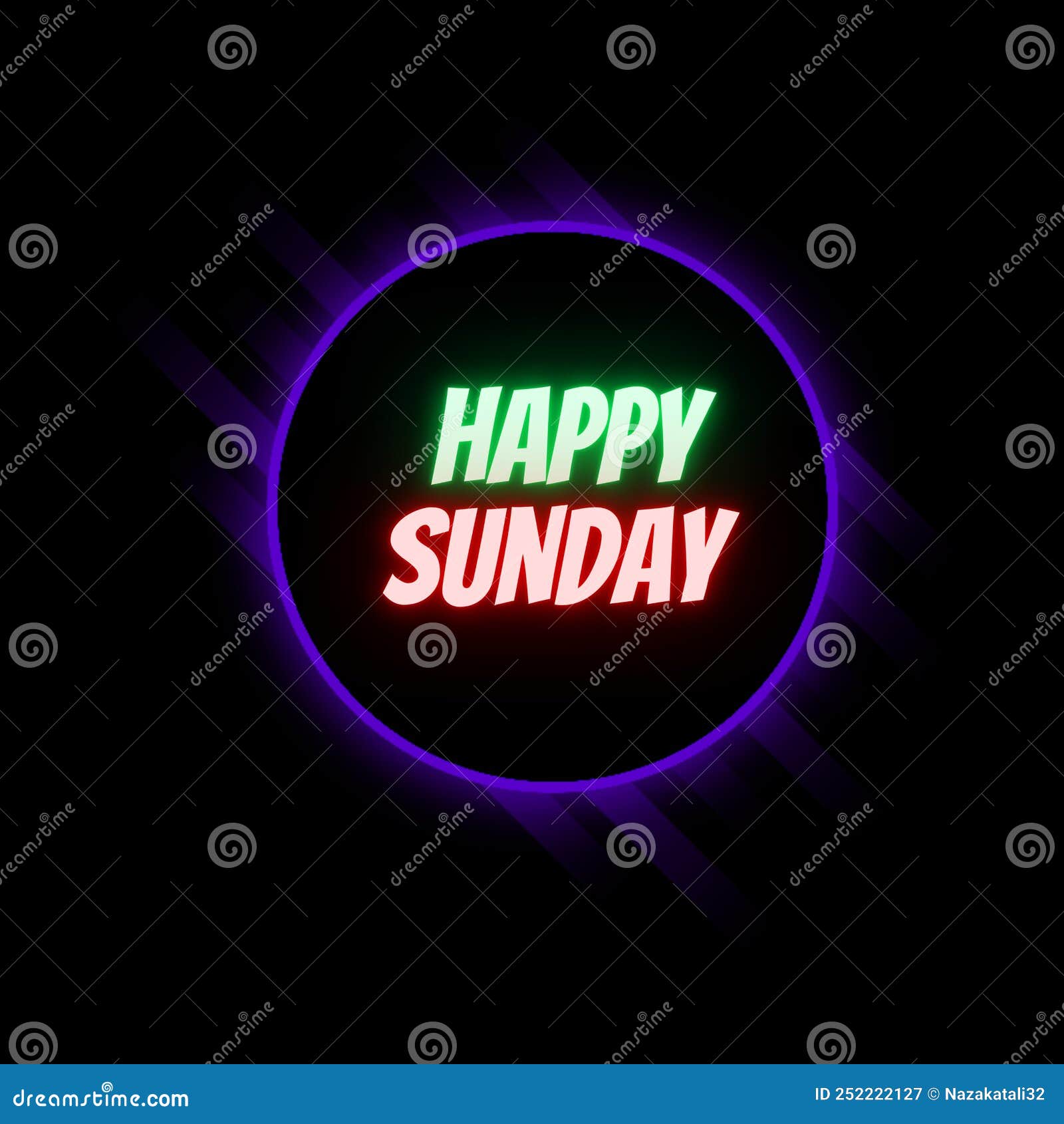 Happy Sunday Wish Glowing Neon Text Colored Neon Ring & Black ...