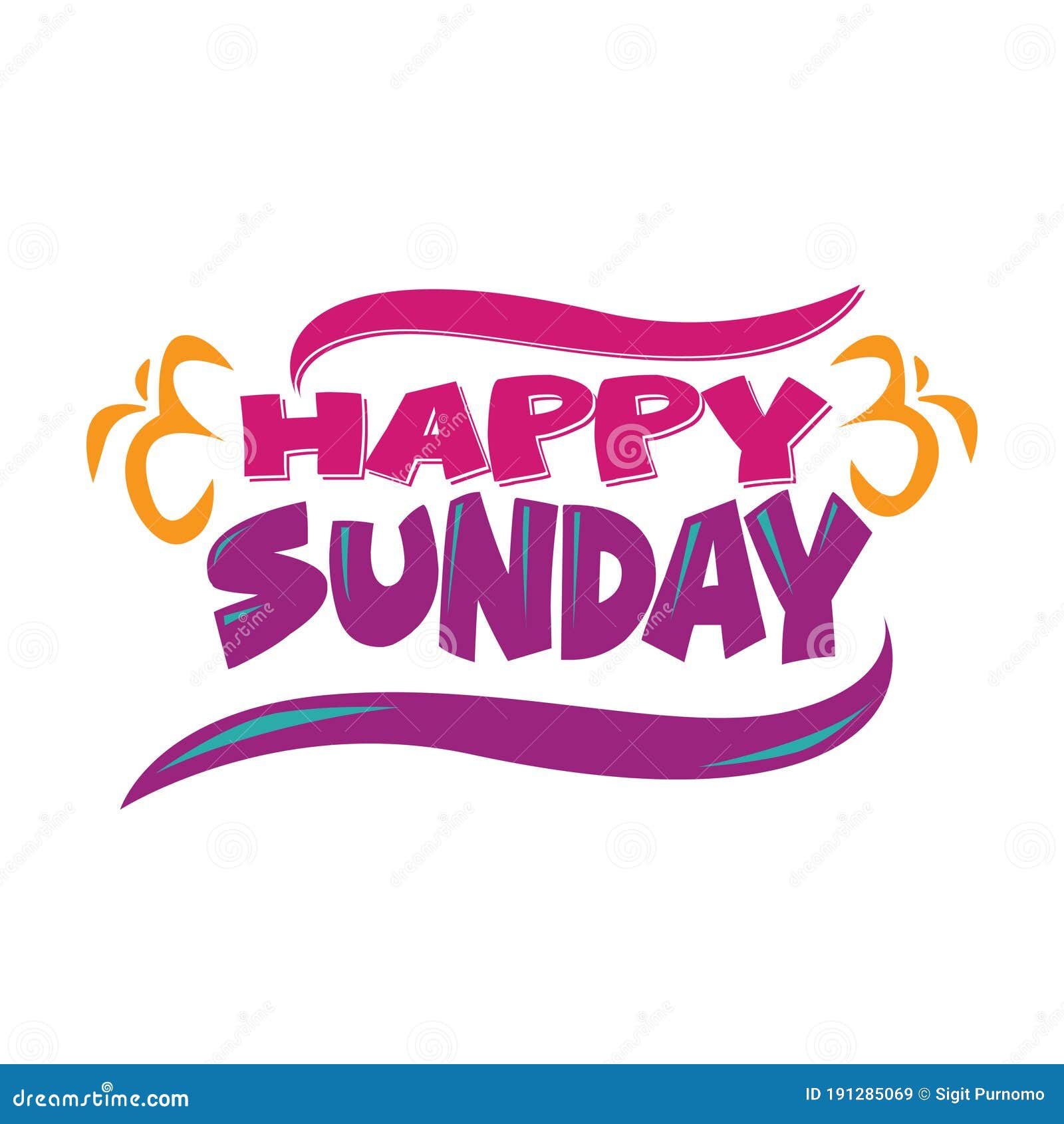 Happy Sunday Greeting Poster Illustration Stock Vector - Illustration ...