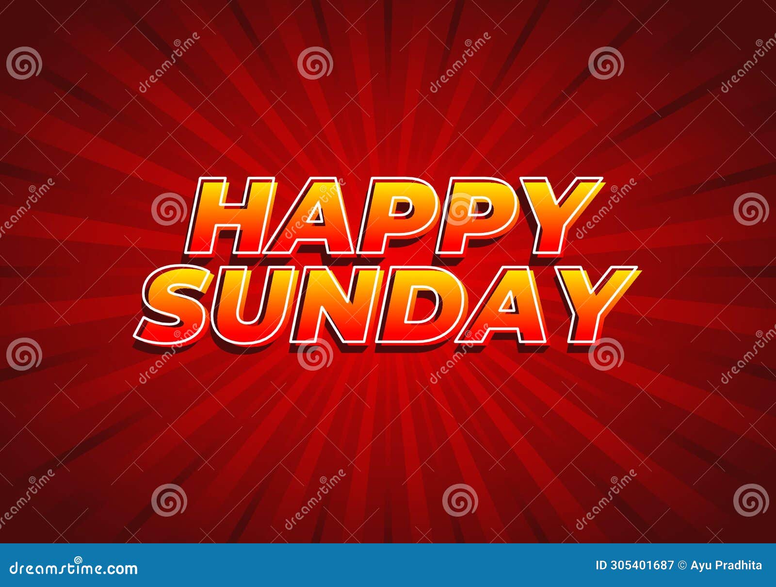 Happy Sunday. Text Effect in 3D Effect with Eye Catching Color Stock ...