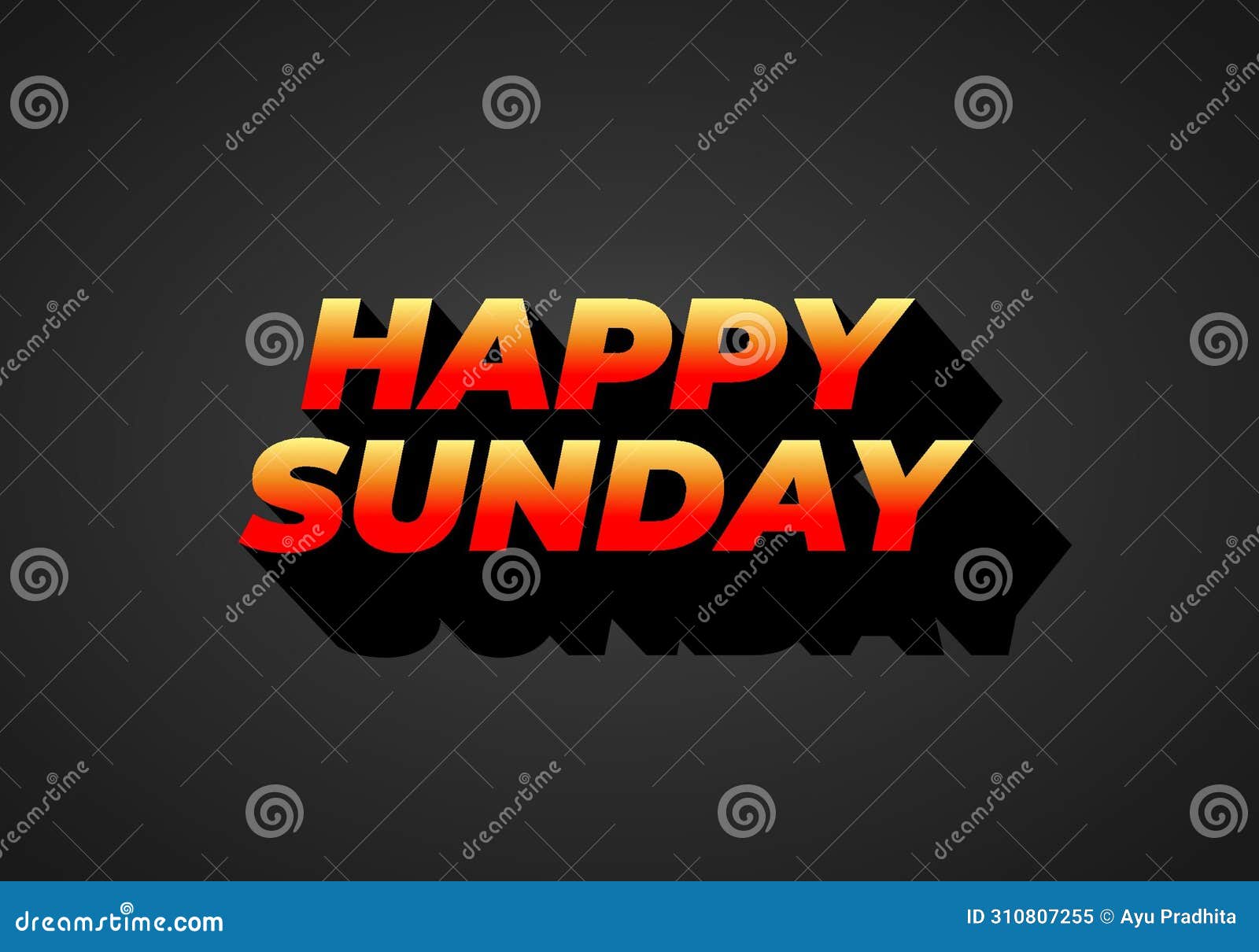 Happy Sunday. Text Effect in 3D Effect with Eye Catching Color Stock ...