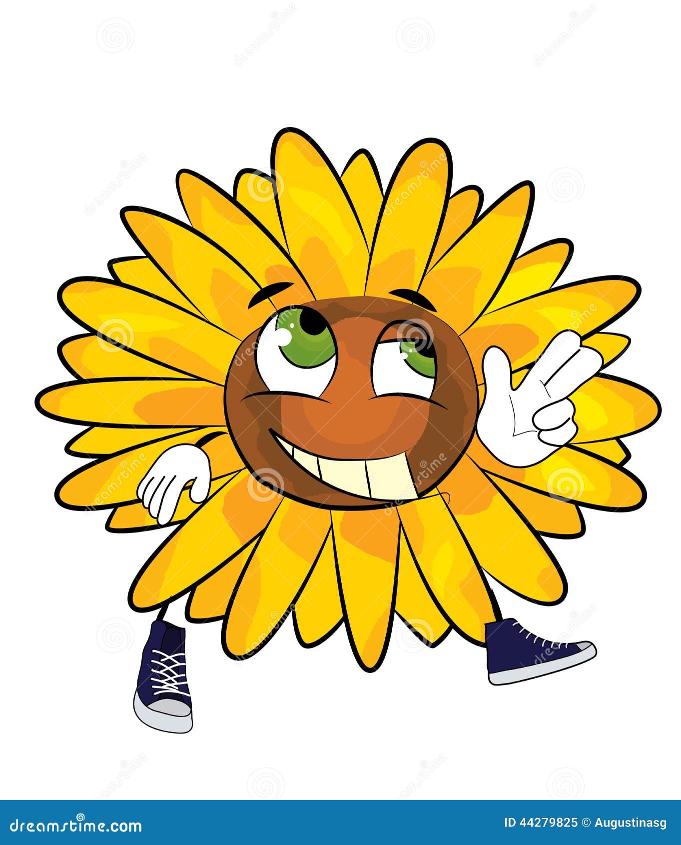 Happy sunflower cartoon stock illustration. Image of character - 44279825