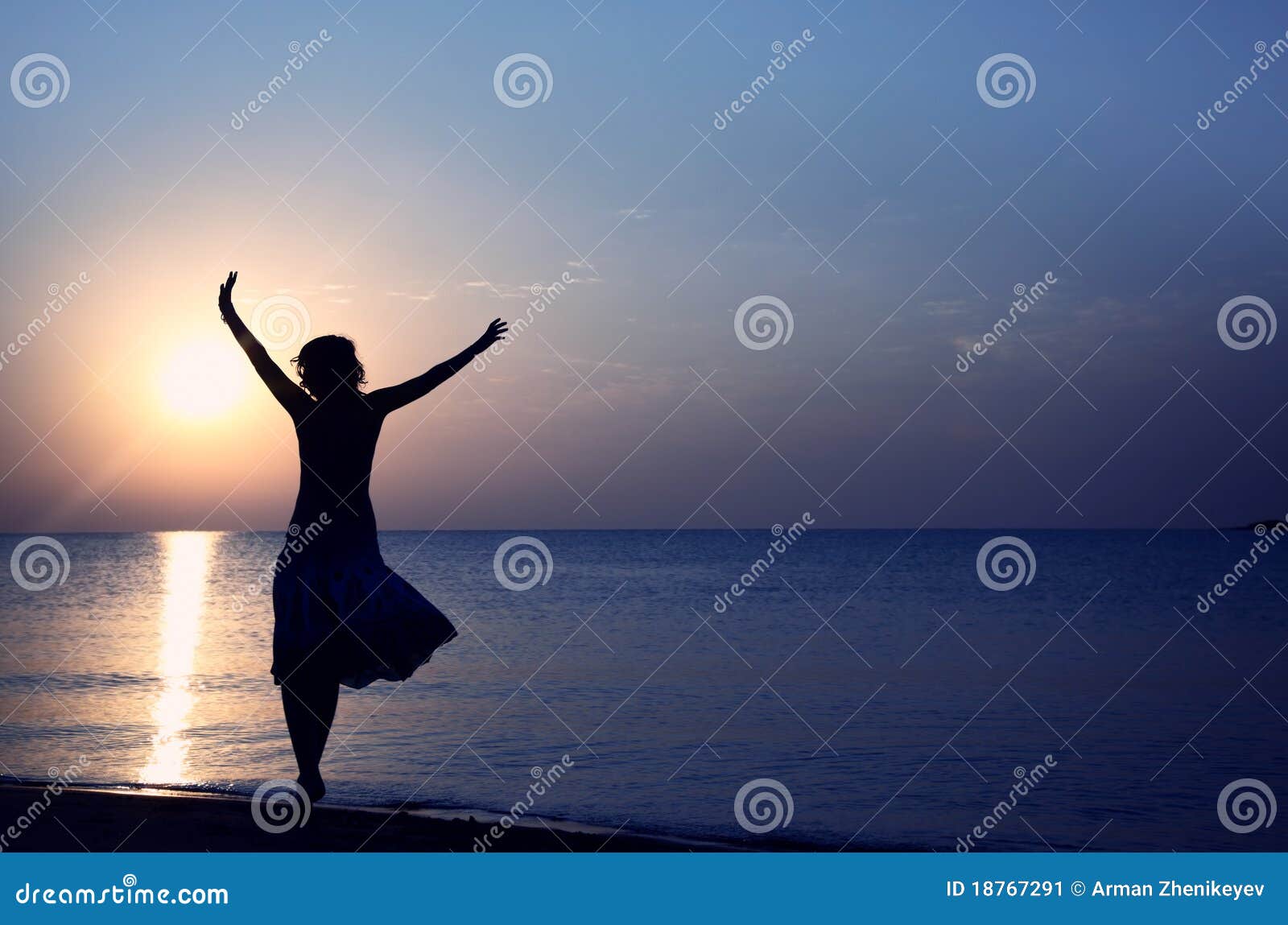 Happy sunset stock image. Image of dress, ocean, glad - 18767291