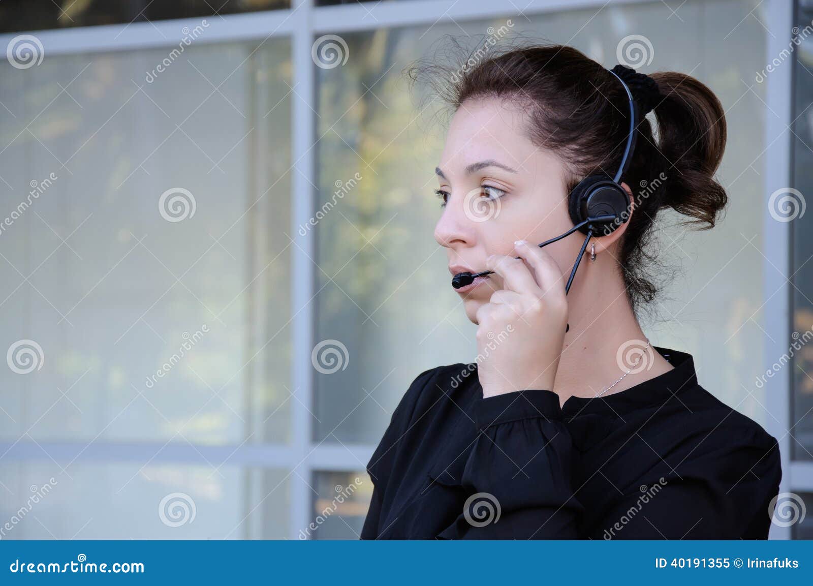 Happy Support Phone Operator in Headset Stock Image - Image of ...