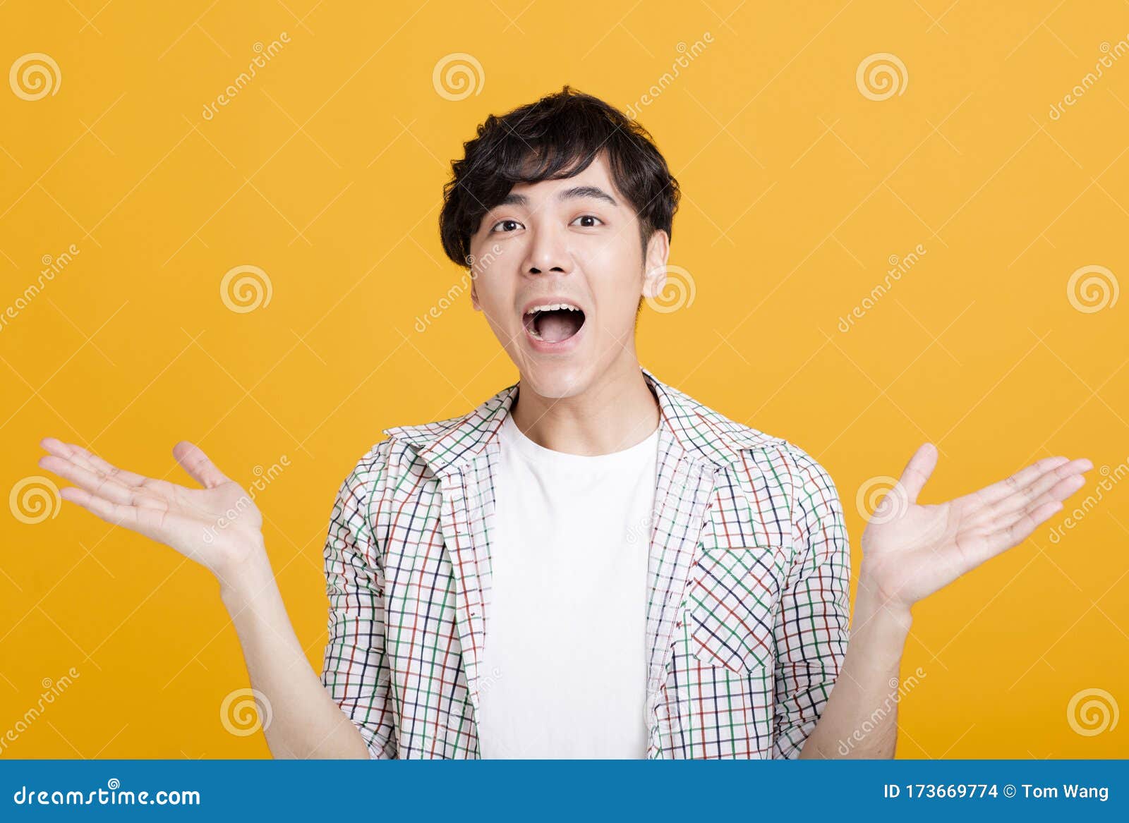 Happy Surprised Asian Young Man Yelling Stock Photo - Image of ...