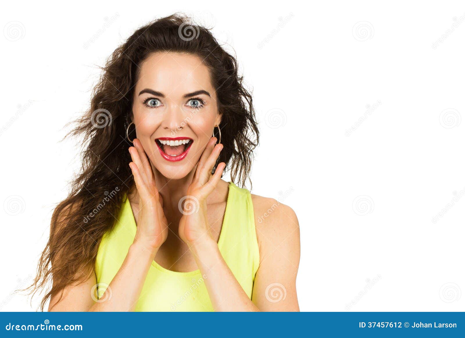 Happy Surprised Beautiful Woman Stock Photo - Image of girl, attractive ...