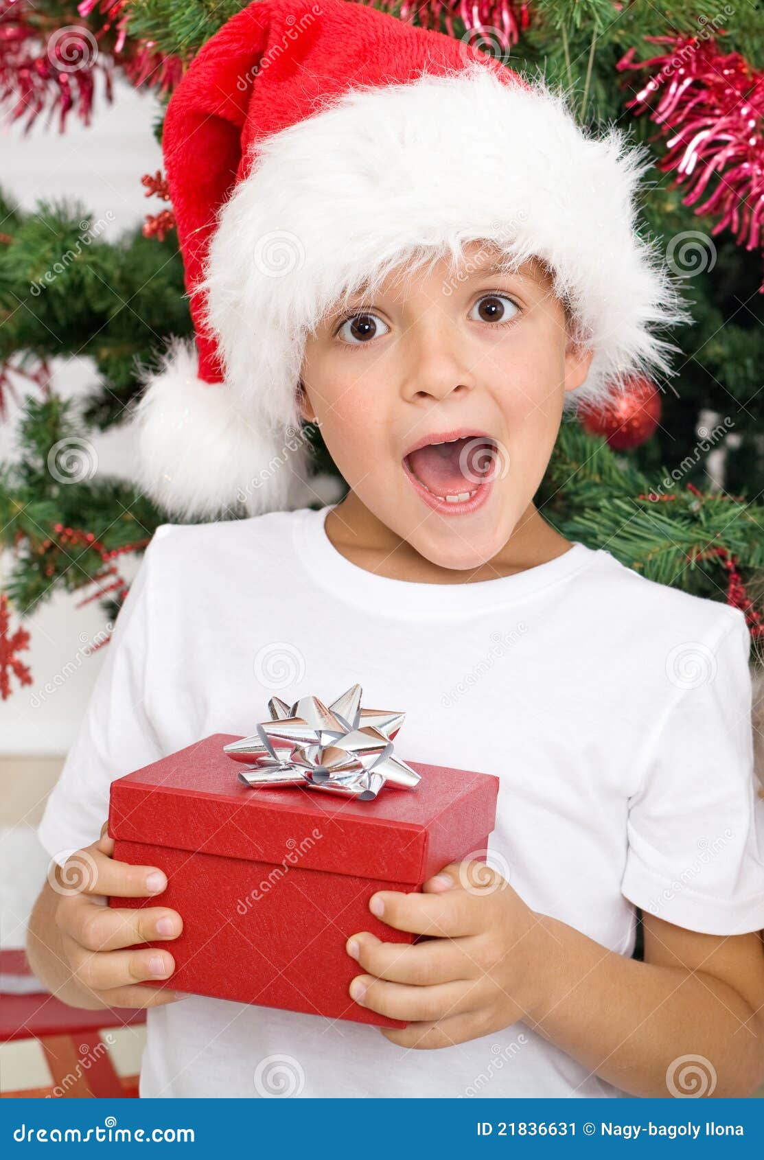 Happy Surprised Model Woman Showing Open Hand And Holding White Empty ...