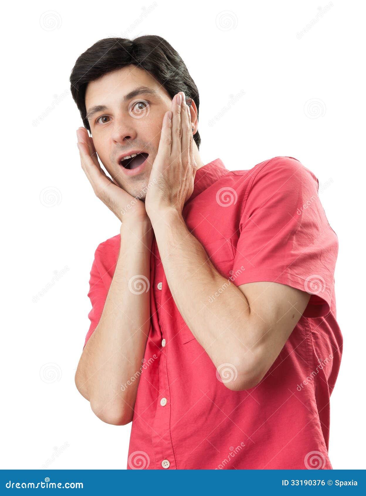 Happy surprised man stock photo. Image of emotional, shirt - 33190376